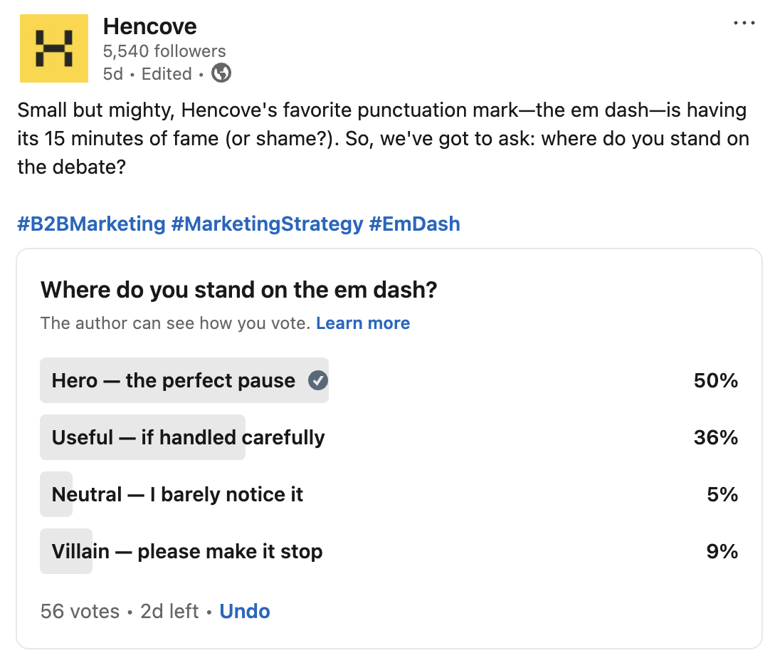 The Em Dash Hill We’re Willing to Die On | Hencove Marketing
